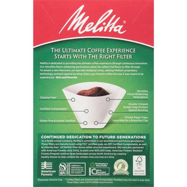 Melitta® #4 Cone Coffee Filter Paper White - 100 Count – Melitta USA