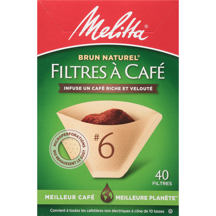 Melitta® #6 Cone Coffee Filter Paper Natural Brown - 40 Ct – Melitta USA