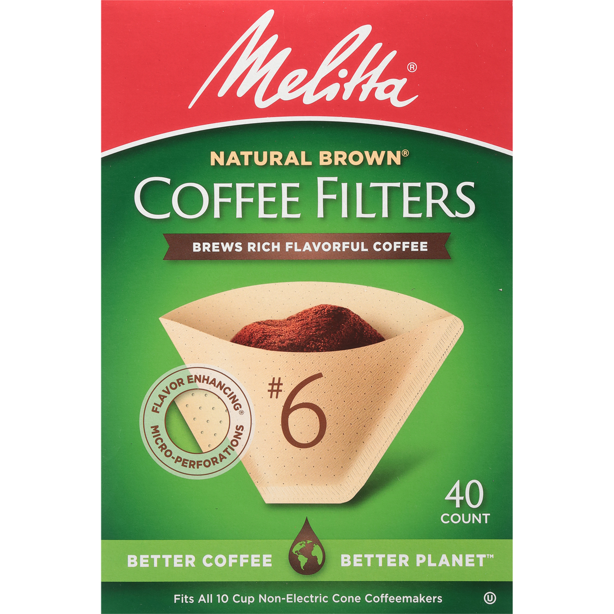 Melitta® #6 Cone Coffee Filter Paper Natural Brown - 40 Ct – Melitta USA