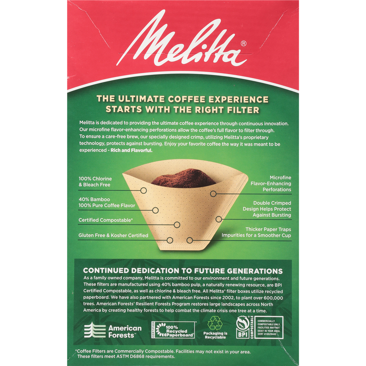 Melitta® #4 Cone Bamboo Coffee Filter Paper - 80 Ct - Official ...
