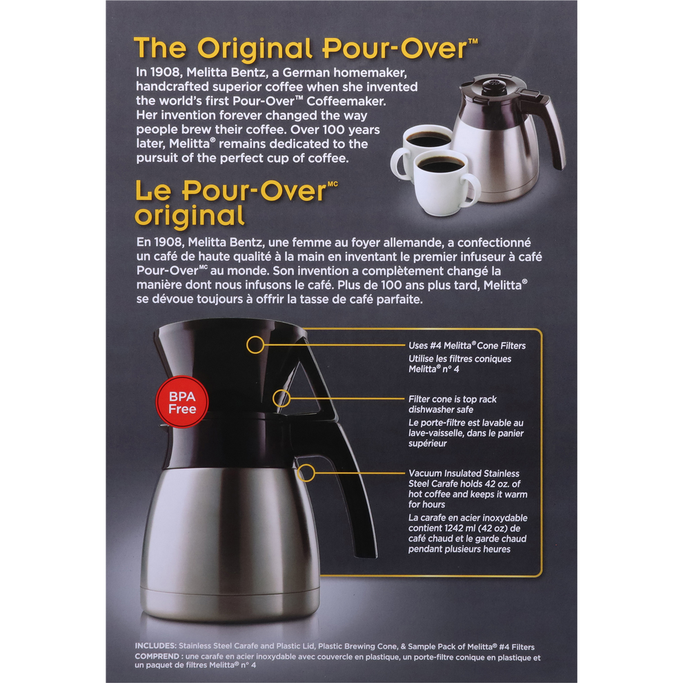 New Thermal Pour-Over™ Coffeemaker & Stainless Carafe Set – Melitta USA