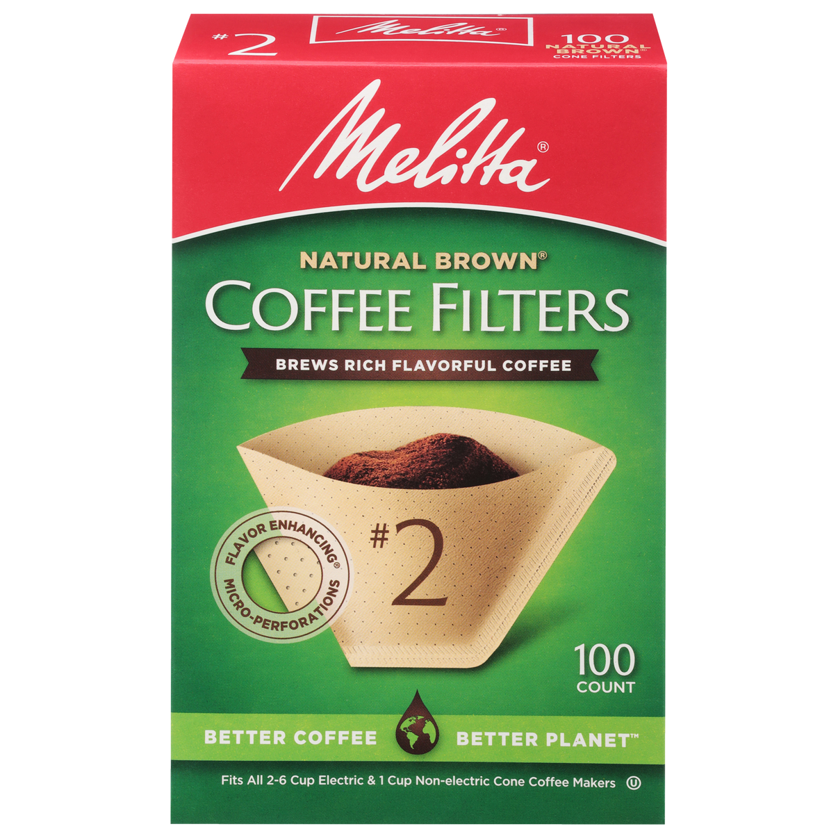 Melitta® #2 Cone Coffee Filter Paper Natural Brown - 100 Ct – Melitta USA