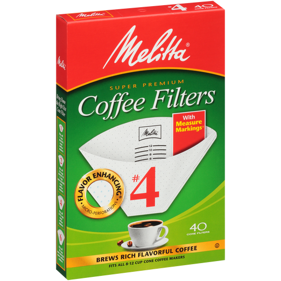 Melitta® #4 Cone Filter Paper White - Measure Markings - 40 Ct ...