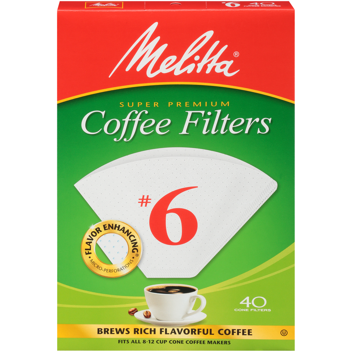 Melitta® #6 Cone Coffee Filter Paper White - 40 Ct | Official – Melitta USA